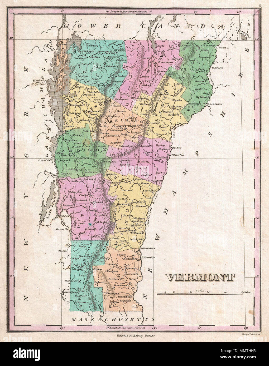 . English: A beautiful example of Finley's important 1827 map of ...