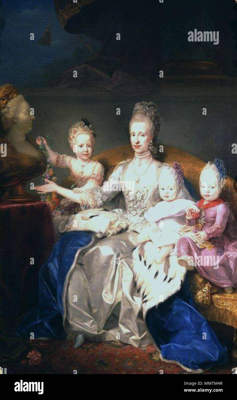 . English: Grand Duchess Maria Luisa with her children pointing to a ...