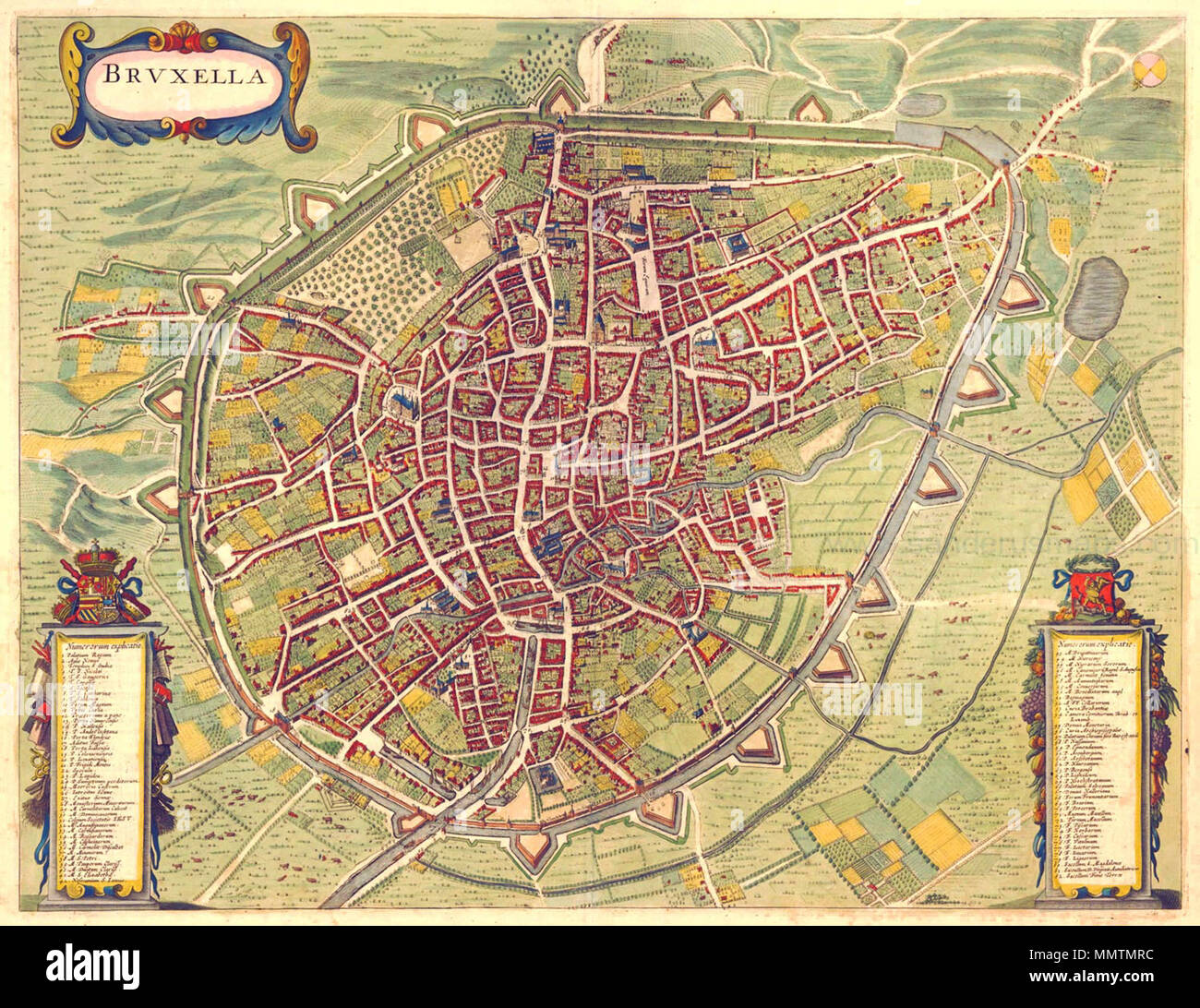 . English: Antique map of Brussel - Bruxelles by Janssonius J. Bruxella ...