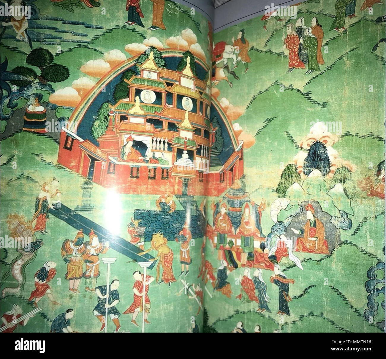 . English: Building of Samye Monastery, detail from painting showing ...