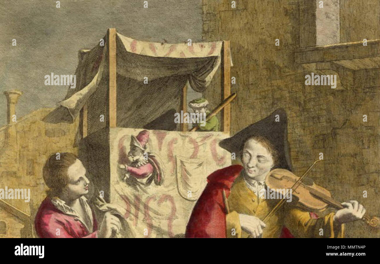Puppet theatre. circa 1770. Burattini-1780-color Stock Photo - Alamy