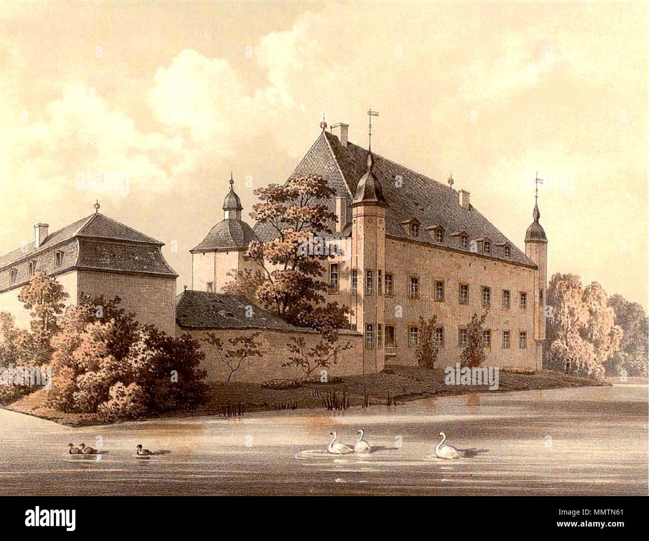 . Deutsch: Burg Frenz in Frenz, Kreis Düren, Rheinprovinz . between ...