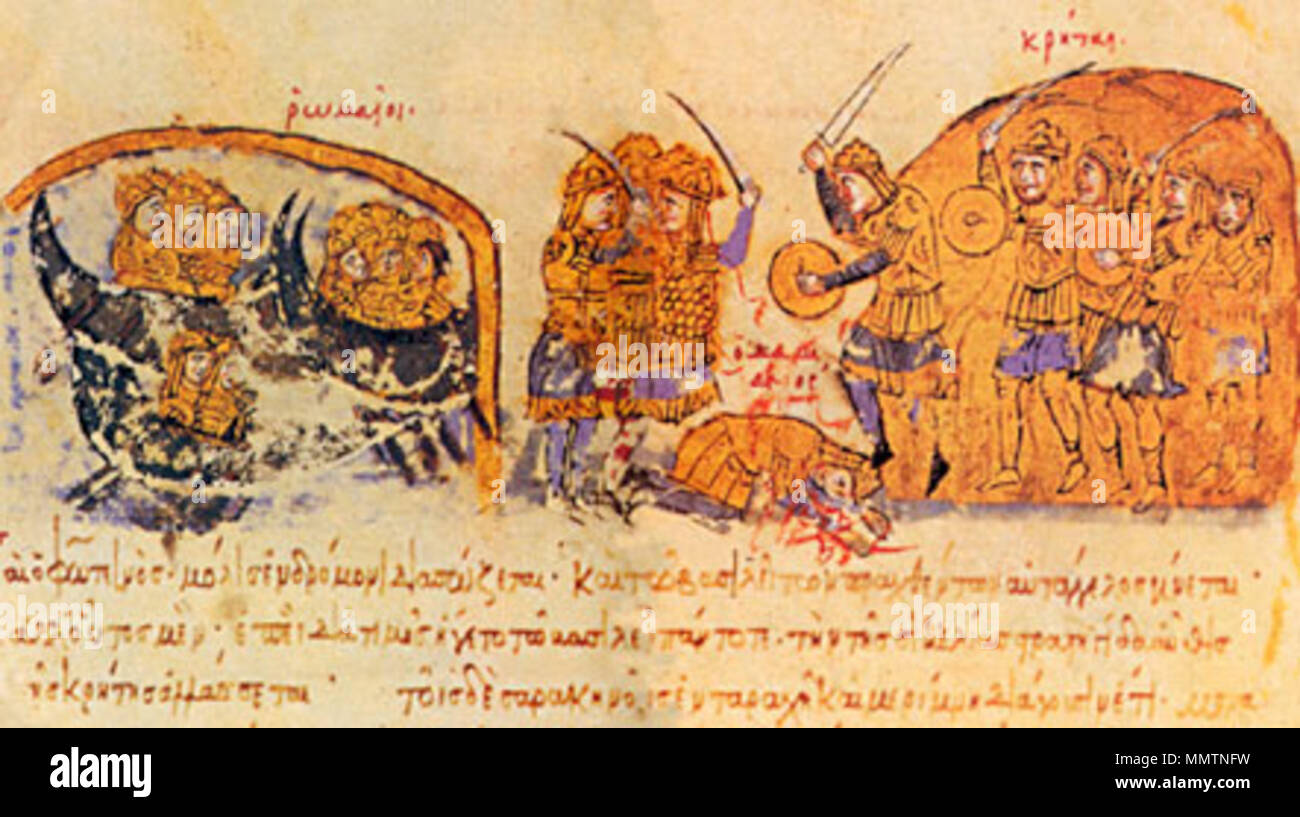 . English: The Byzantines under the general Damian attack Crete but are ...