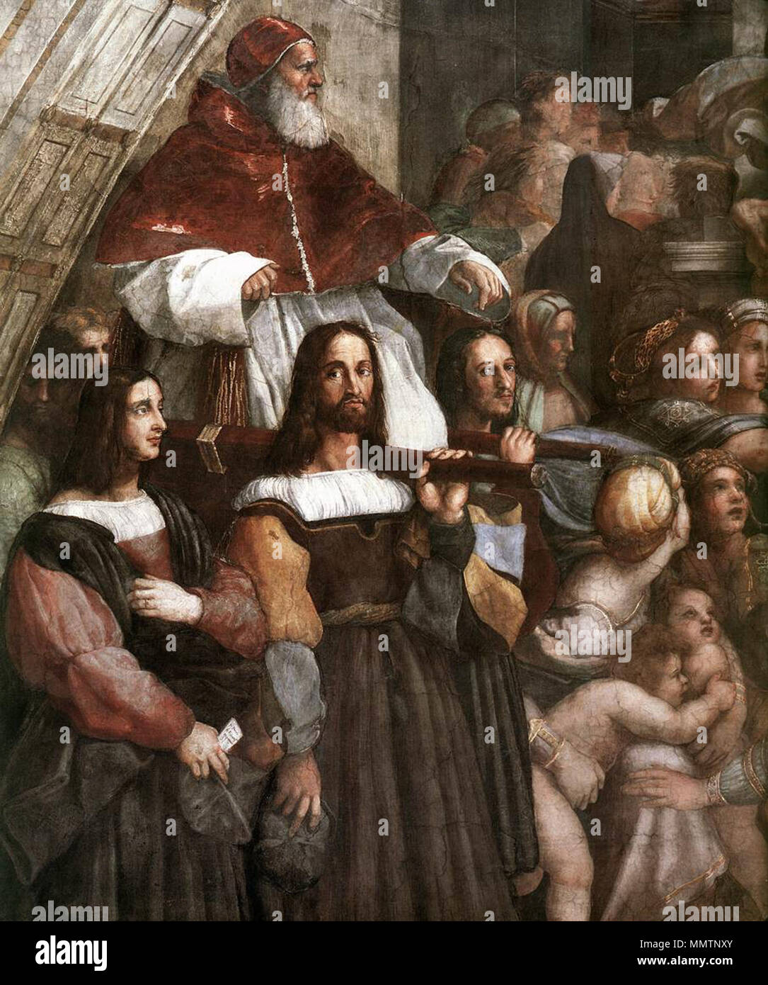 English: The Expulsion of Heliodorus from the Temple (detail) . between ...