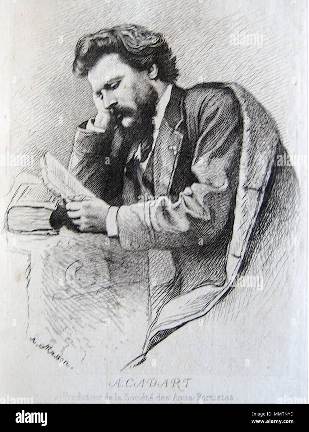 . English: Alfred Cadart, etching by Alphonse Charles Masson (1814-1898 ...