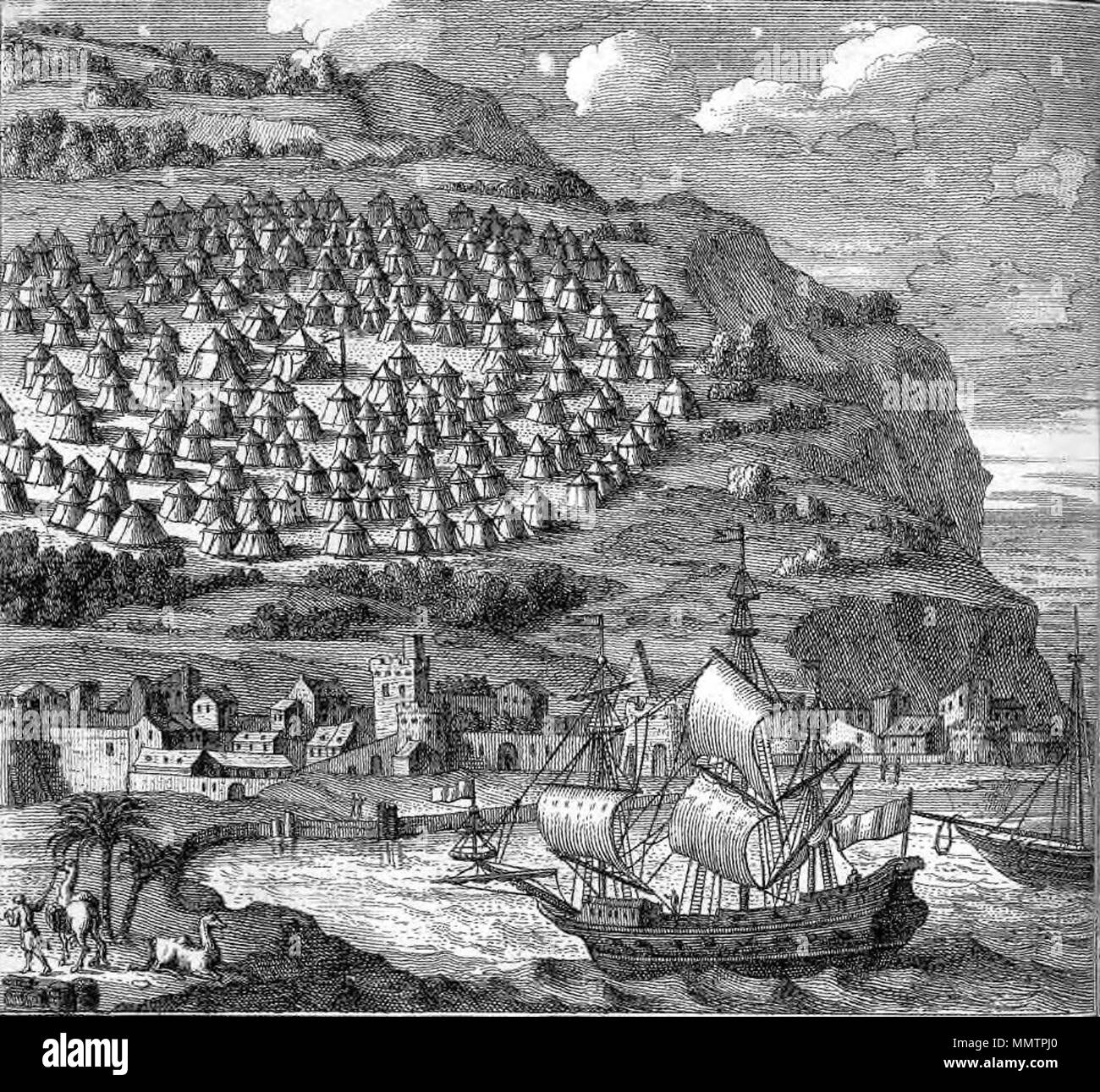 Camp des Arabes sur le Mont Carmel du costé de la ville de Caifa. 1717 ...