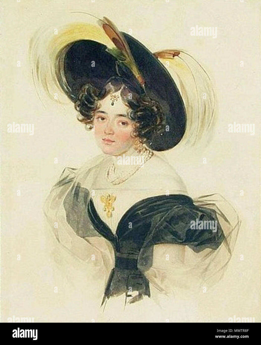 Portrait of a court lady.. 1840. Sokolov Portrait of a court lady Stock ...