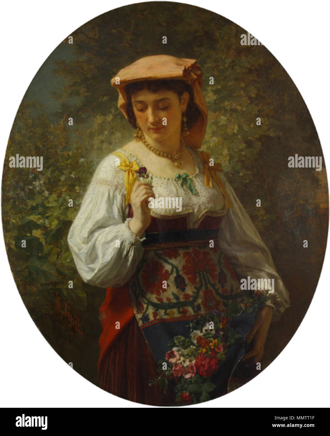 Portrait of a Italian woman. 1870. Carl Huns. Portrait of italian woman ...
