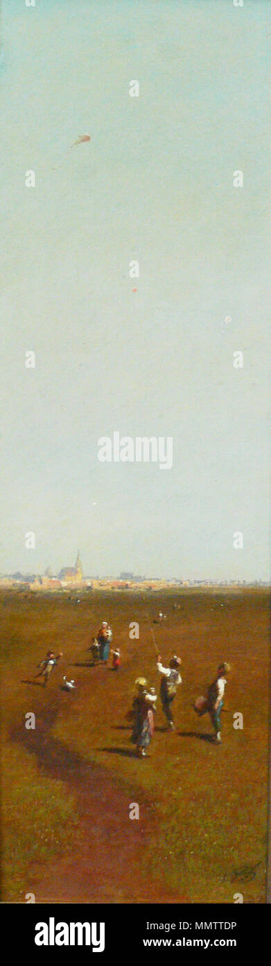 German: Drachensteigen Flying kites. circa 1880–1885. Carl Spitzweg ...