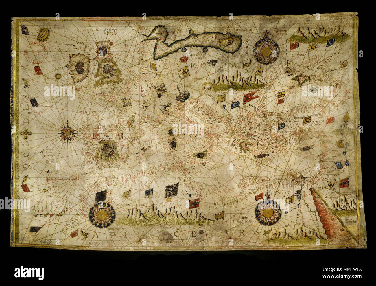 Carte de la Mer Méditerranée, de la Mer Noire, de la Mer Rouge et de l ...