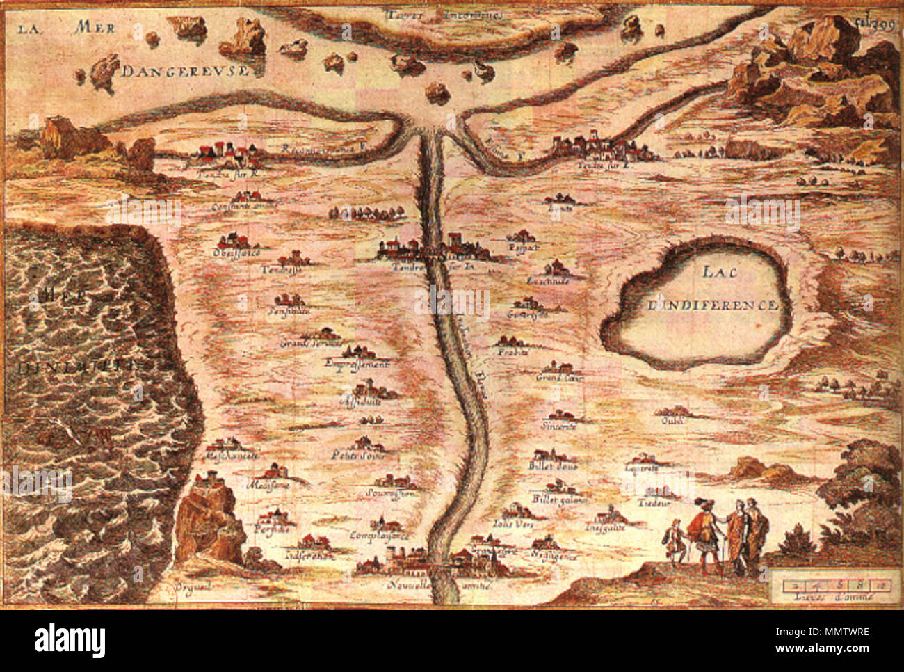 . Français : Gravure: la Carte du Tendre. La Carte de Tendre est la ...