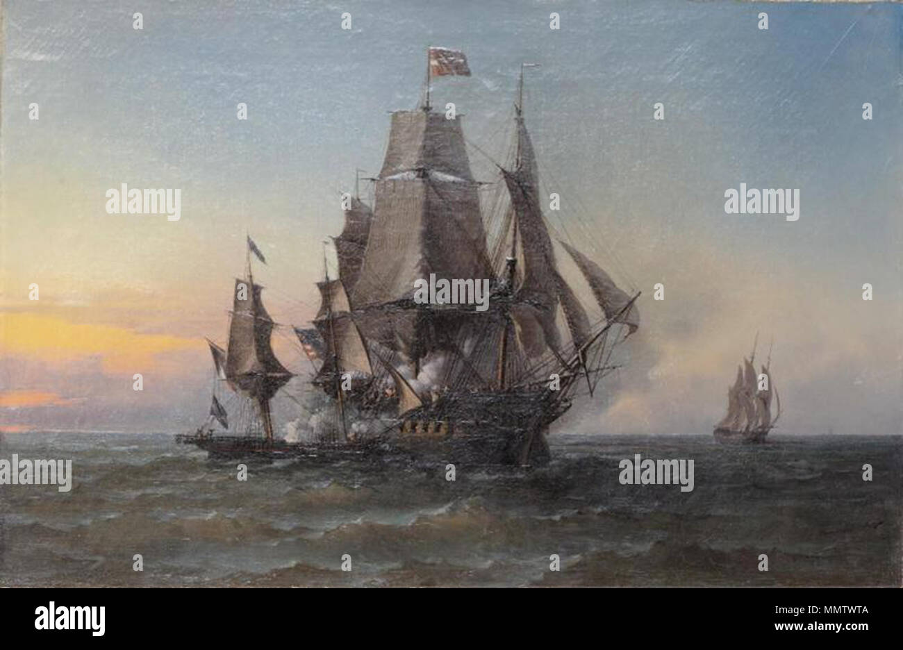 French: Abordage du Triton par le Cartier Capture of Triton by the ...
