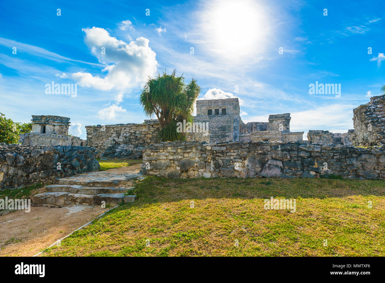 Temple ruins in Tulum of the Ancient Maya Archeological Site in Yucatan ...