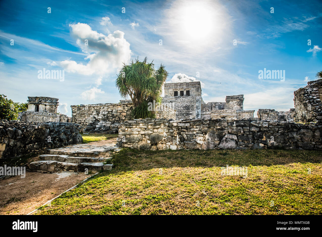 Temple ruins in Tulum of the Ancient Maya Archeological Site in Yucatan ...