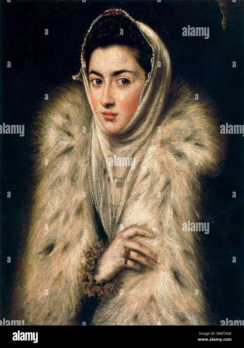 . La dama del armiño o La Infanta Catalina Micaela con abrigo de piel ...