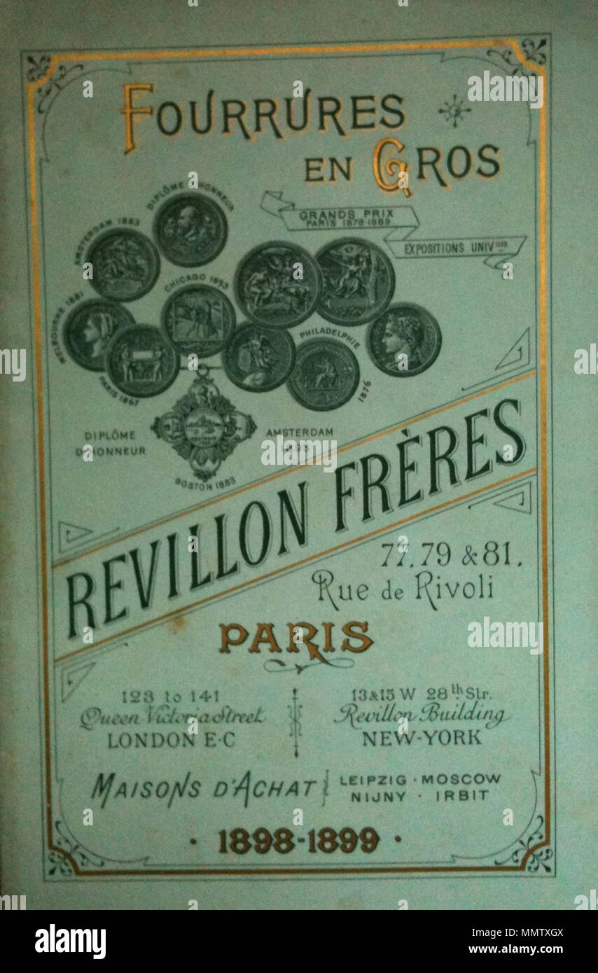 . English: Front page of Revillon Frères Catalogue 1898-1899, in french ...