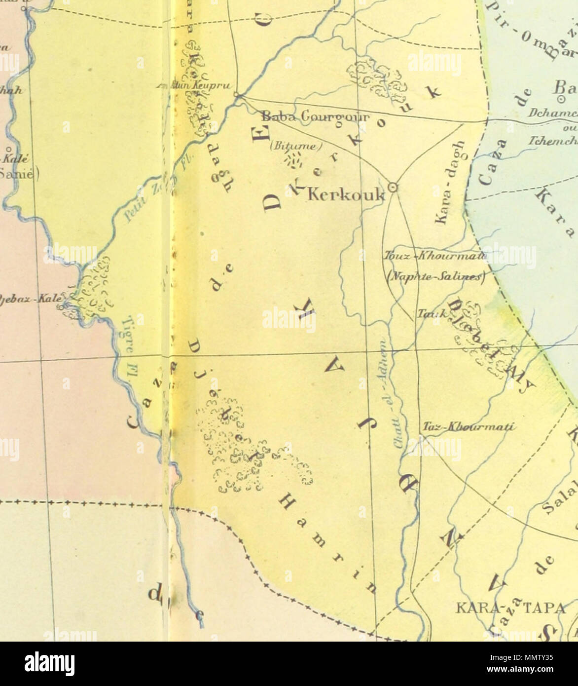 . English: Kirkuk District map (version b) . 1891. Vital Cuinet (1833 ...