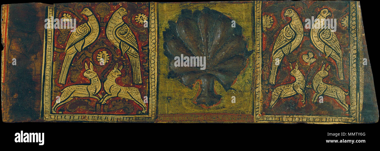 Ceiling panel with palm leaf, birds and four-legged animals. circa 1300 ...