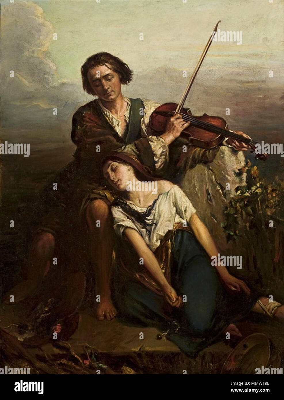 Fiddler and a gypsy (Solace).. after 1851. Gallait Fiddler and a gypsy ...