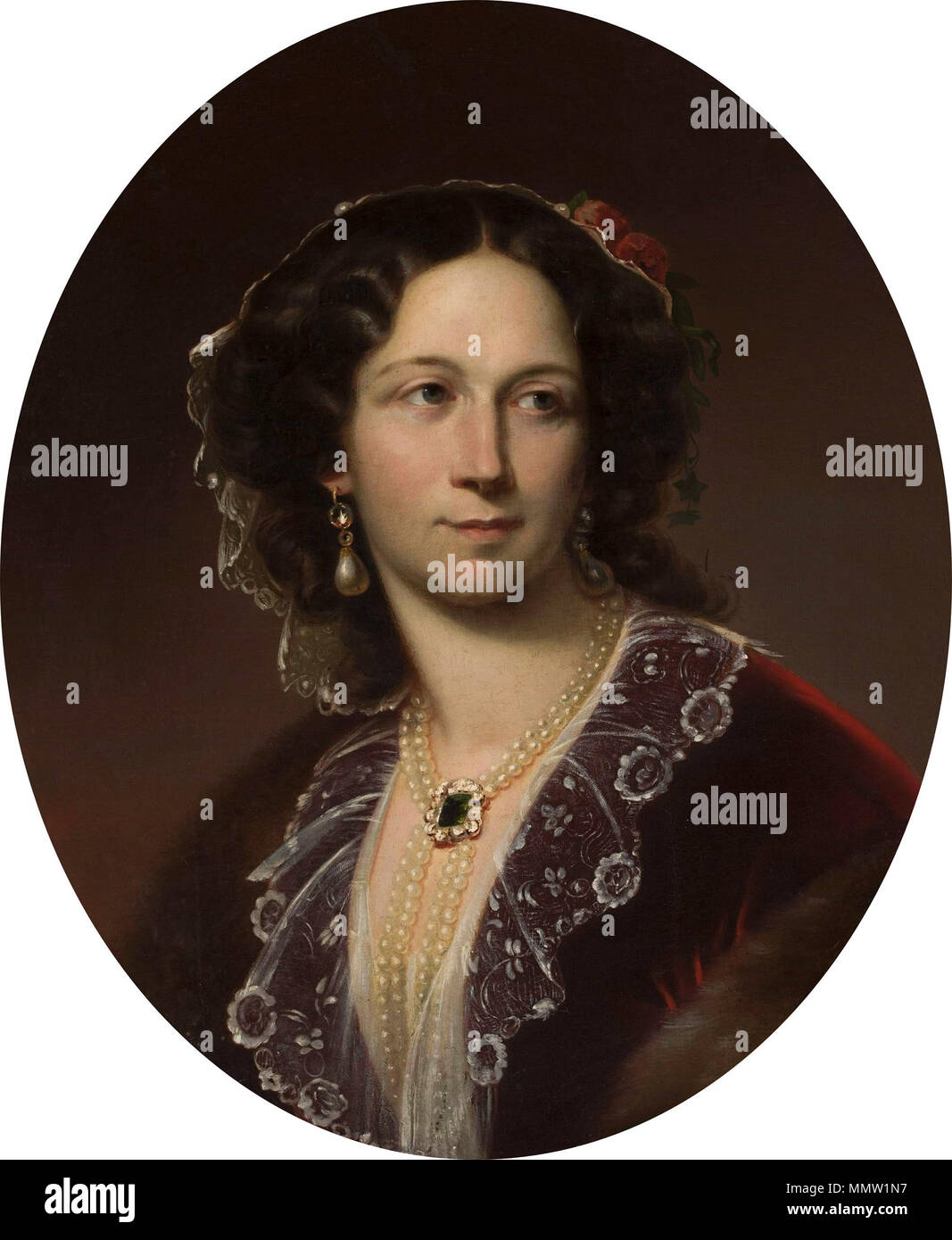 Portrait of Aleksandra Potocka (1818-1892) face on.. circa 1852. Blaas ...