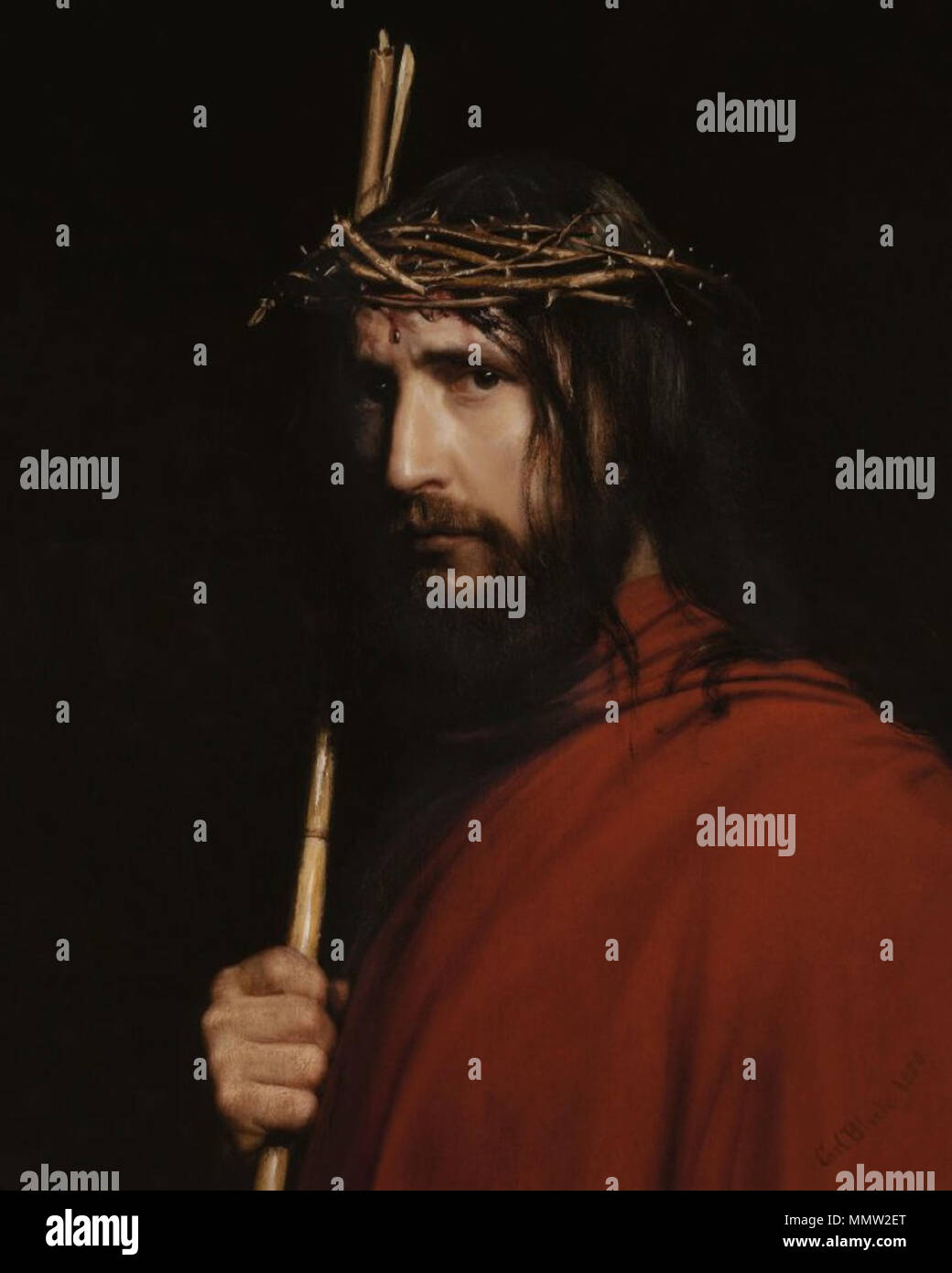 . English: Reproduction of oil on canvas, Christ with Thorns, by Carl ...