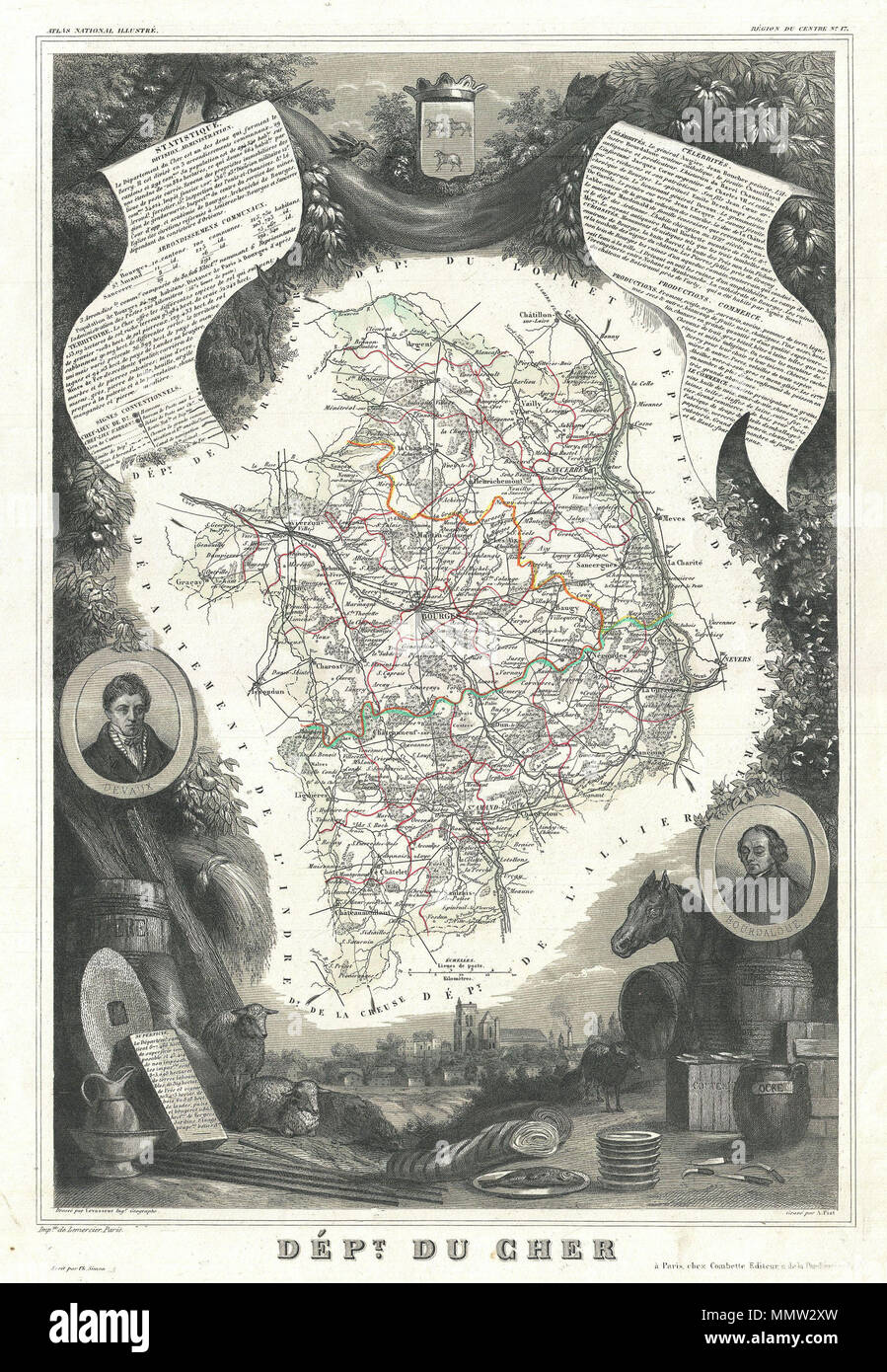 . English: This is a fascinating 1857 map of the French department of ...