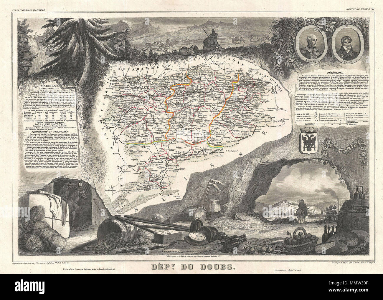 . English: This is a fascinating 1852 map of the French department of ...