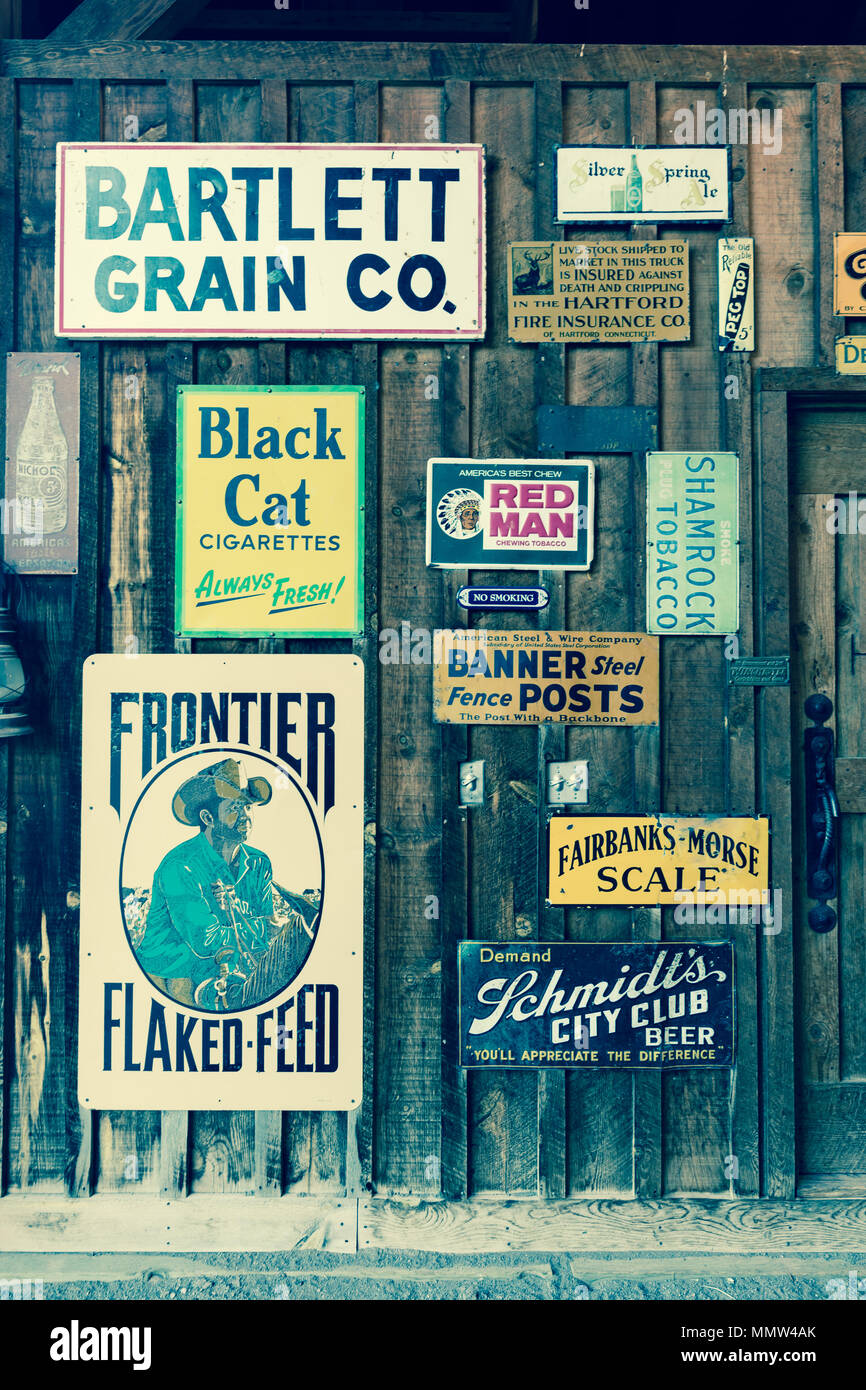 Old Advertising Signs posted in historic Centennial Ranch Barn, Ridgway ...