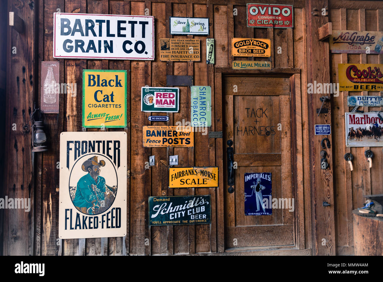 Old Advertising Signs posted in historic Centennial Ranch Barn, Ridgway ...