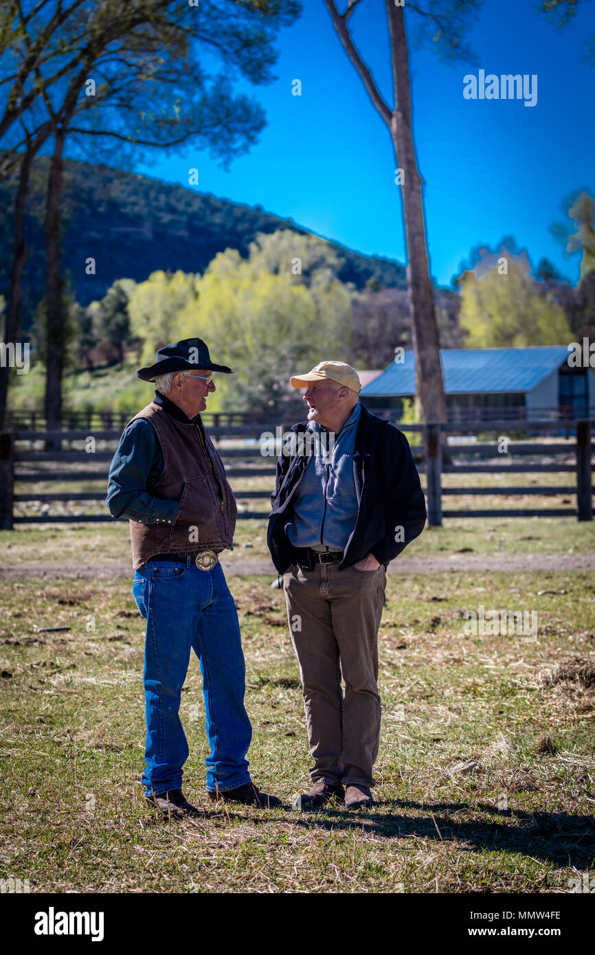 APRIL 22, 2017, RIDGWAY COLORADO: Ranch owner Vince Kotny tells a story ...