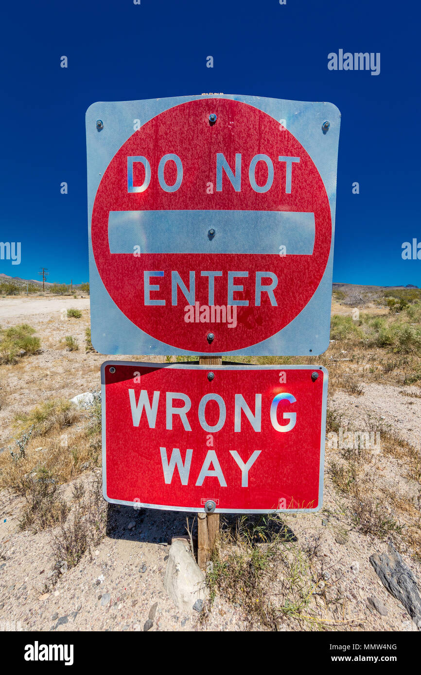 Bright Red sign warns drivers not to enter this lane of highway ...