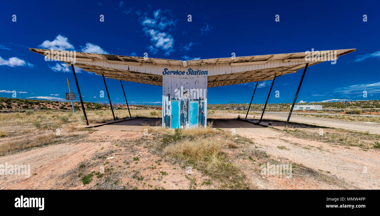 The ruined remains of a gas station near Utah Colorado border ...
