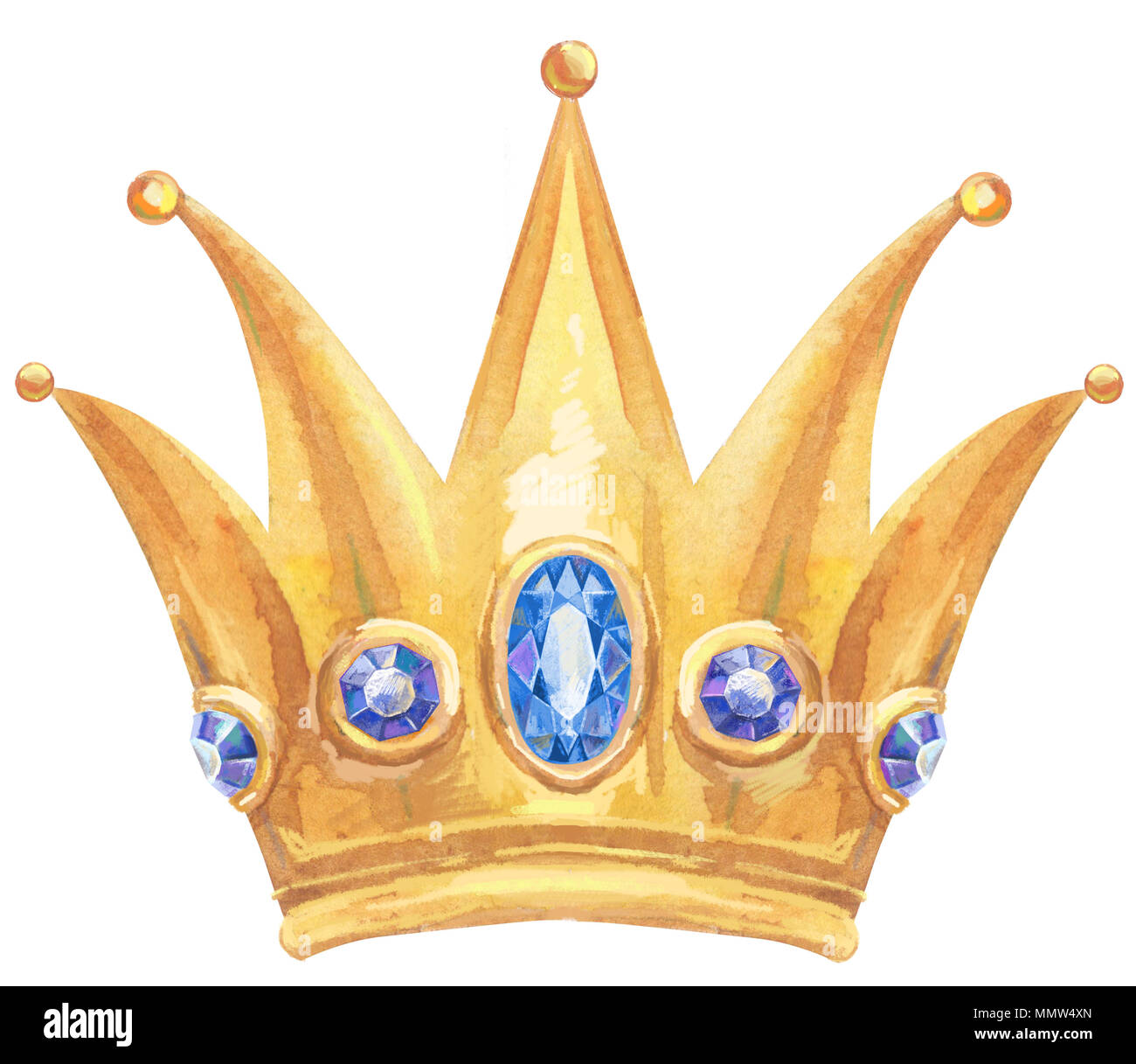 Watercolor golden crown Princess Stock Photo - Alamy