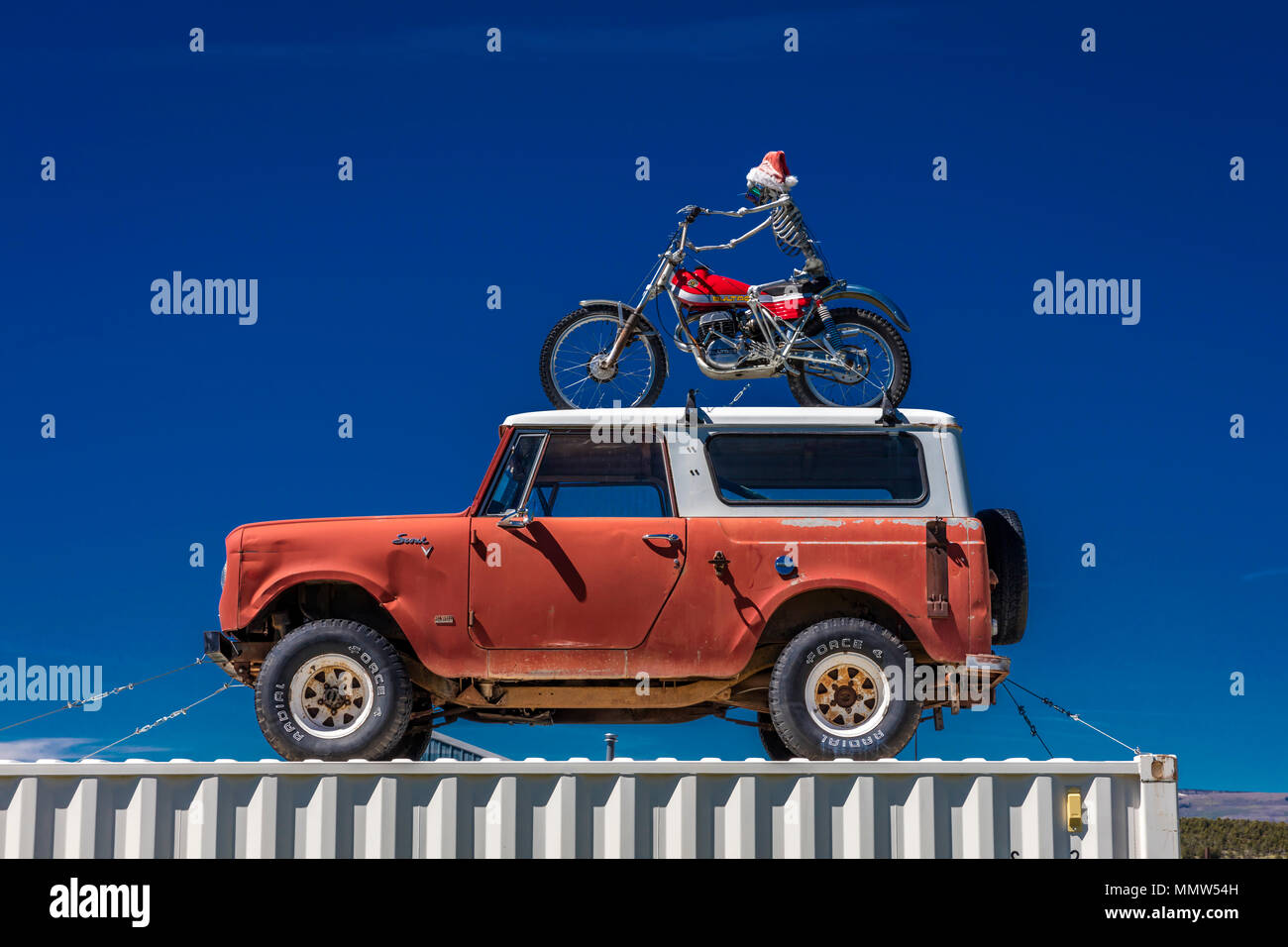 April 27, 2017 Roadside attraction of skeleton driving a motorcycle ...