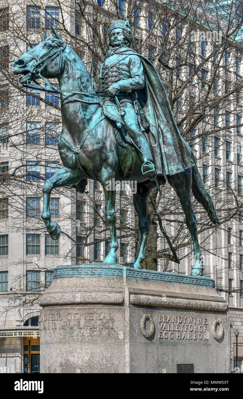 Pulaski Statue at Freedom Plaza in Washington, D.C Stock Photo - Alamy