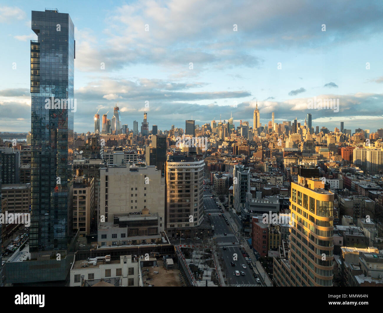 Aerial view of Midtown Manhattan from downtown in Manhattan, New York ...