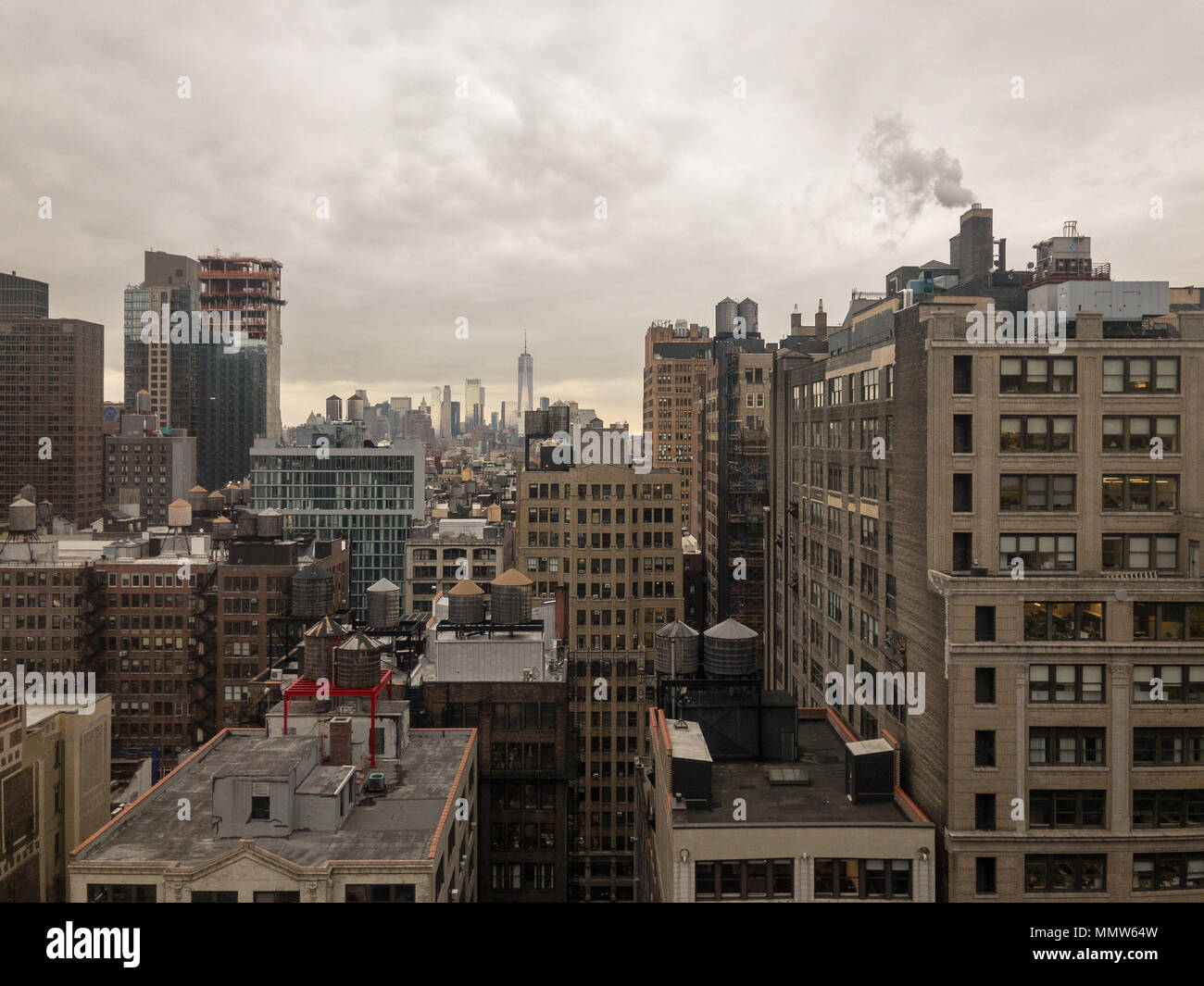 Aerial view of downtown manhattan hi-res stock photography and images ...