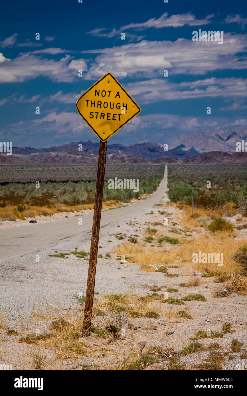AUGUST 23, 2017 Remote desert road to mountains, off Interstate 10 near ...