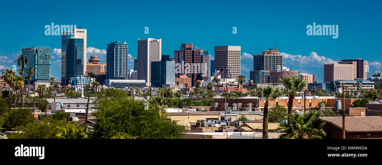 AUGUST 23, 2017 - PHOENIX ARIZONA - Panoramic skyline view of Phoenix ...