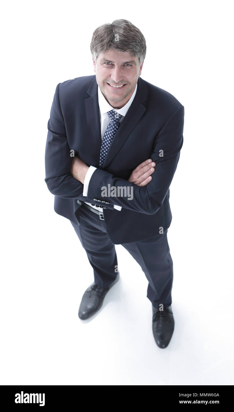 Top view of a successful businessman looking up Stock Photo - Alamy