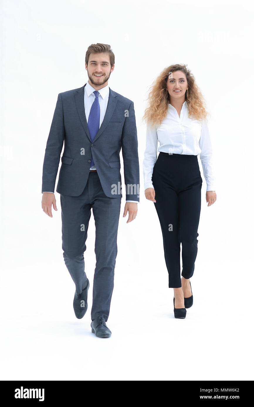 two successful employee confidently go forward Stock Photo - Alamy