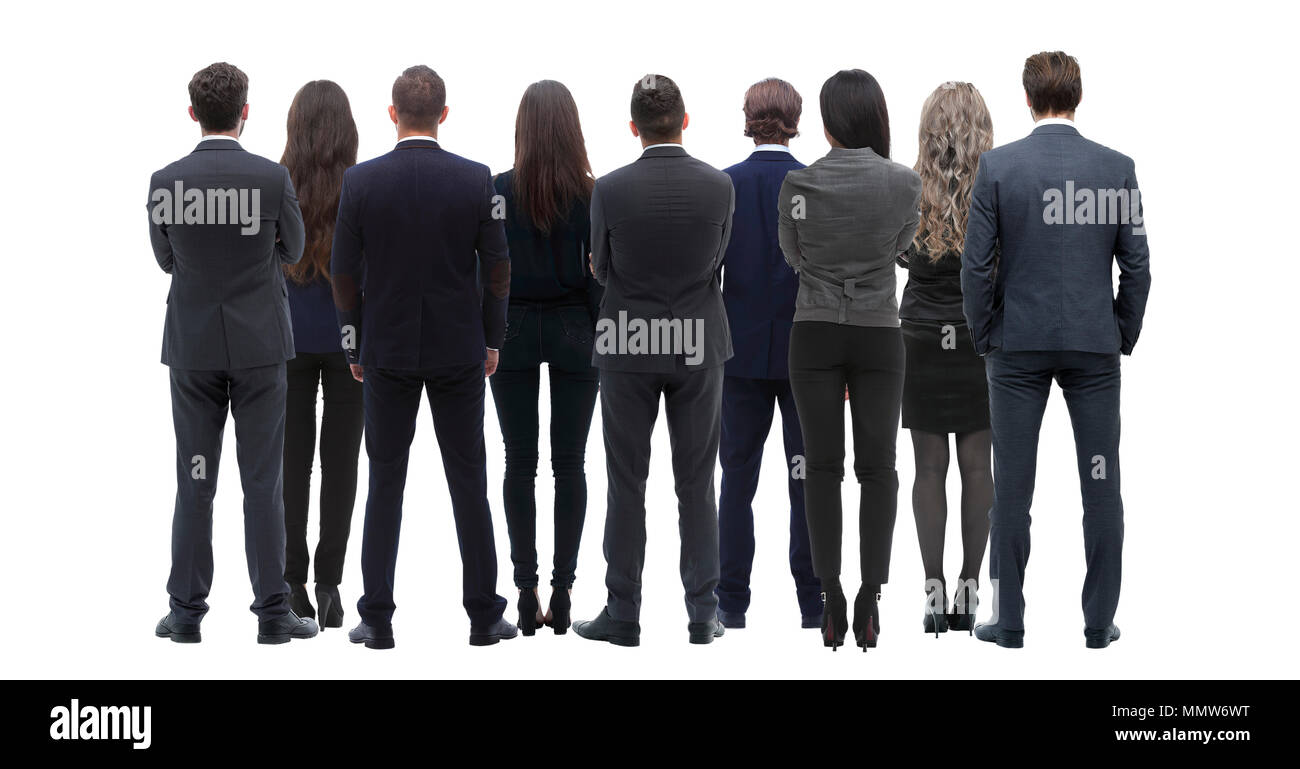 Back view group of business people. Rear view. Isolated over white ...