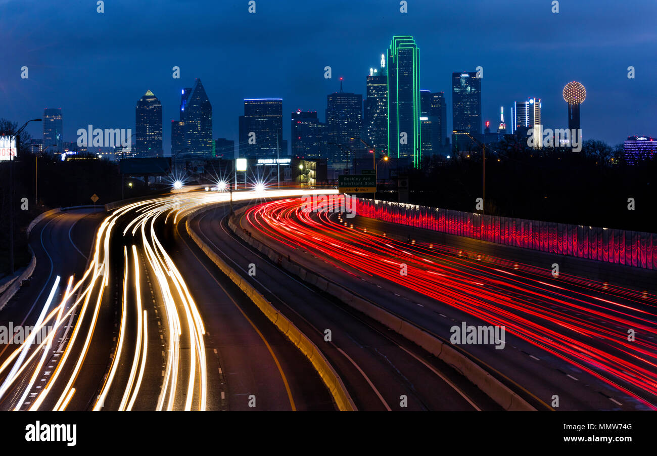 MARCH 5, 2018, DALLAS SKYLINE TEXAS, and Tom Landry Freeway, with ...