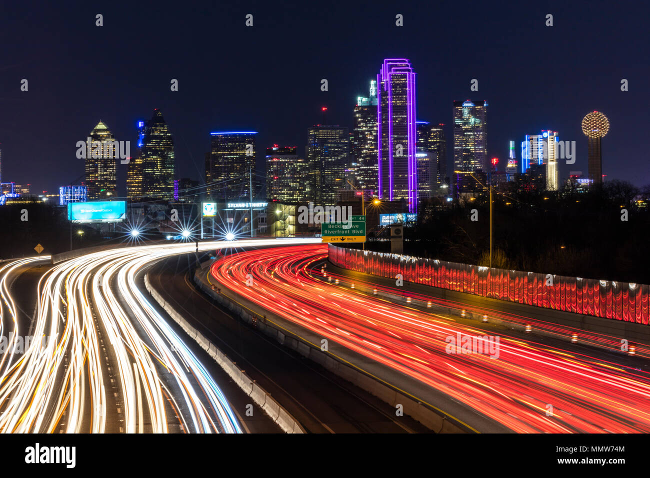 MARCH 5, 2018, DALLAS SKYLINE TEXAS, and Tom Landry Freeway, with ...