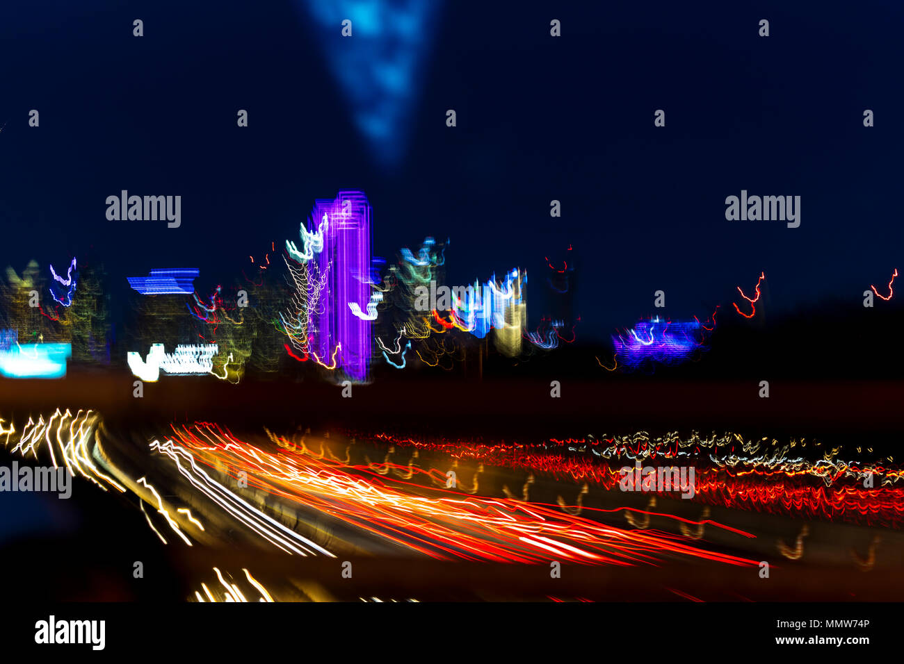 MARCH 5, 2018, DALLAS SKYLINE TEXAS, and Tom Landry Freeway, with ...
