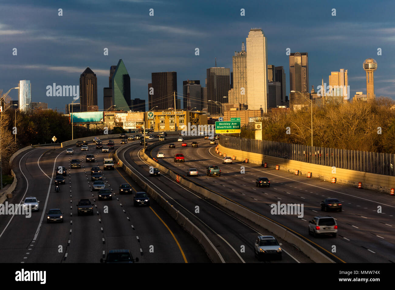 MARCH 5, 2018, DALLAS SKYLINE TEXAS, and Tom Landry Freeway, with ...