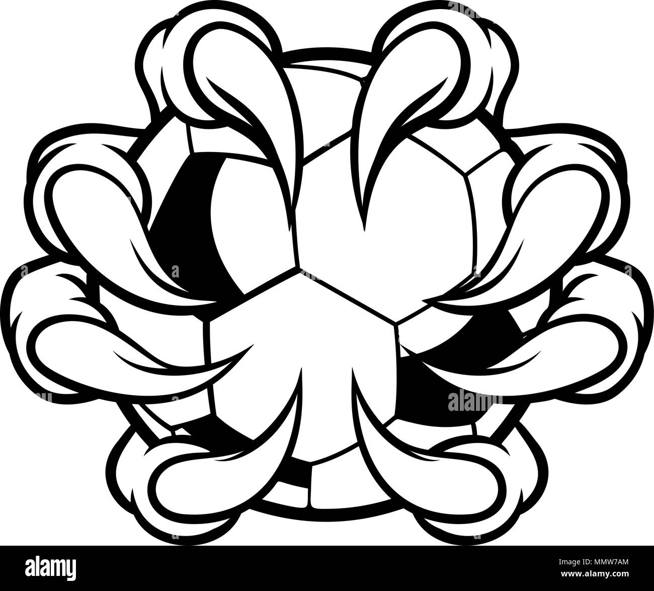 Monster animal claw holding Soccer Football Ball Stock Vector Image ...