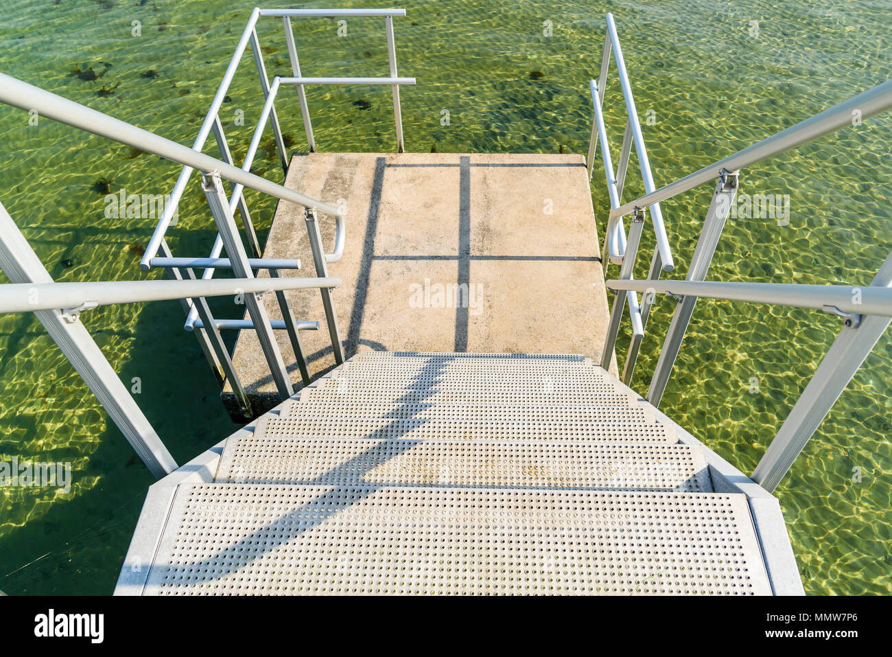Borstahusen, Sweden - Bathing platform at the end of a pier. Steps ...