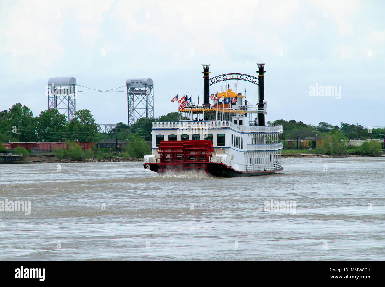 New Orleans - River steam boat going up Mississippi river Stock Photo ...
