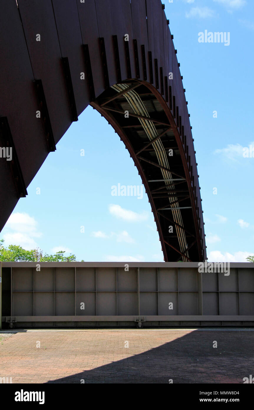 Metal pedestrian bridge crossing a closed gate Stock Photo - Alamy